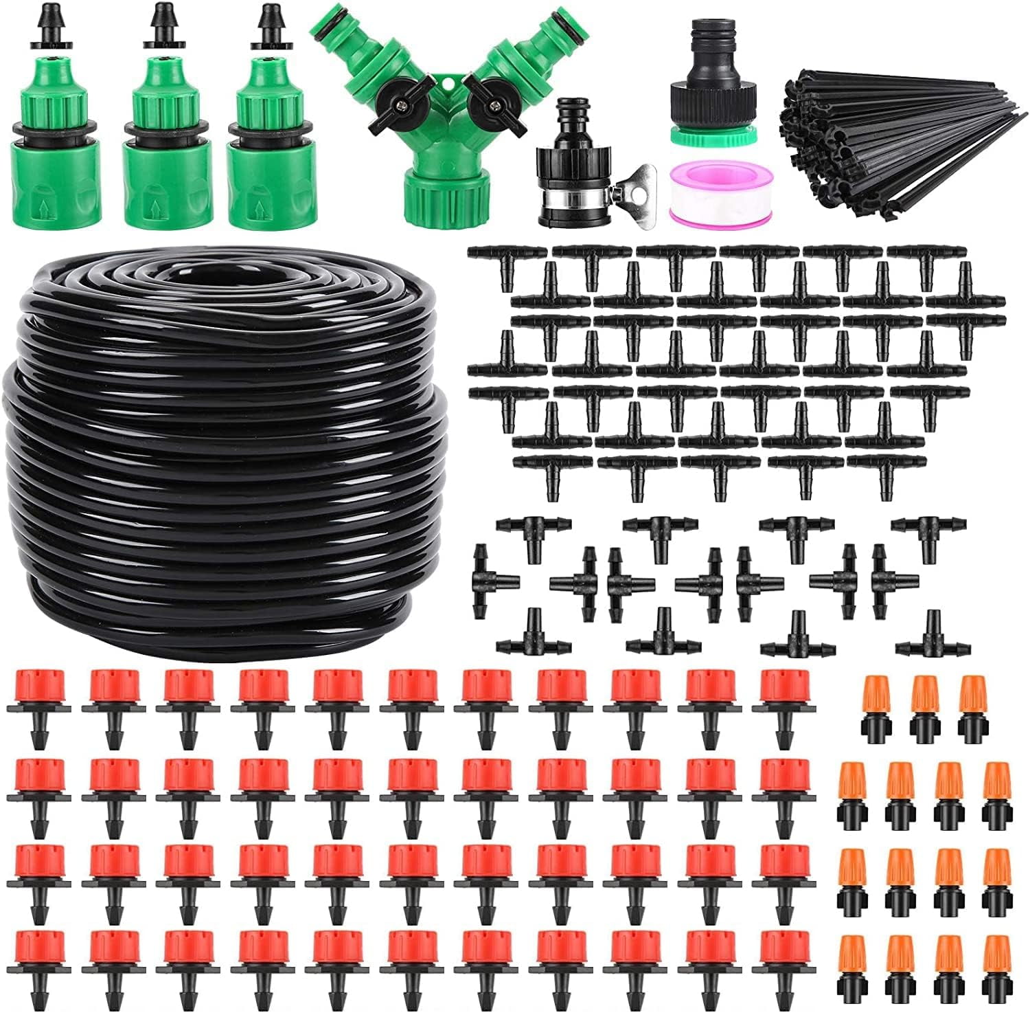 Drip Irrigation System, 180 IFF17 Pcs 164FT Garden Irrigation System 1/ ...
