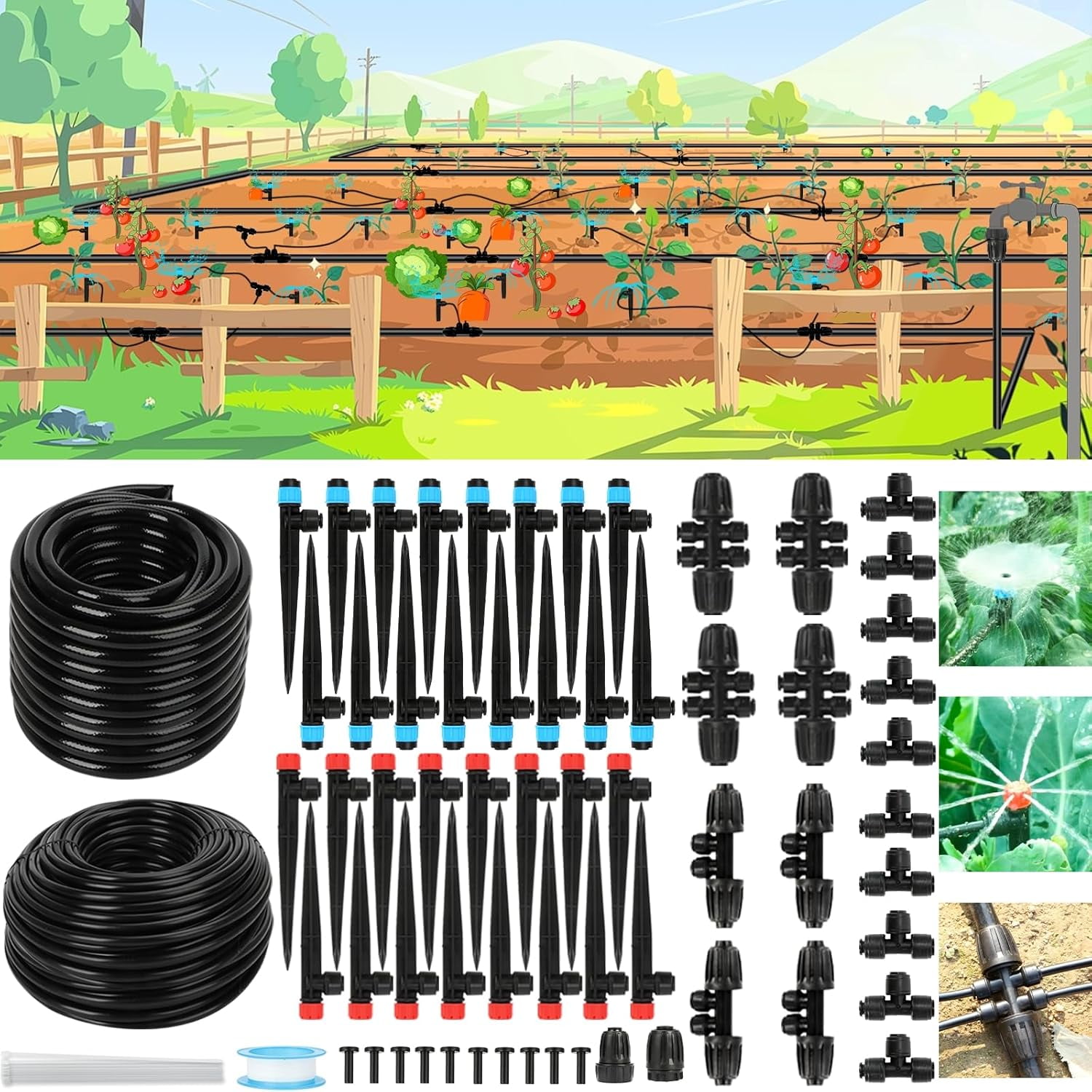 Drip Irrigation System – 2025 Upgraded Garden Watering System with 46FT ...
