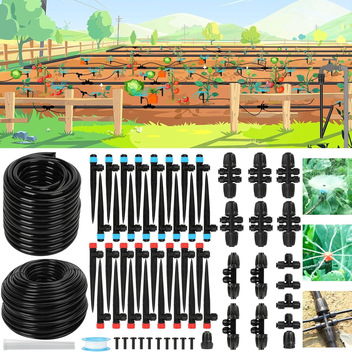 Drip Irrigation System – 2025 Upgraded Garden Watering System with 46FT ...
