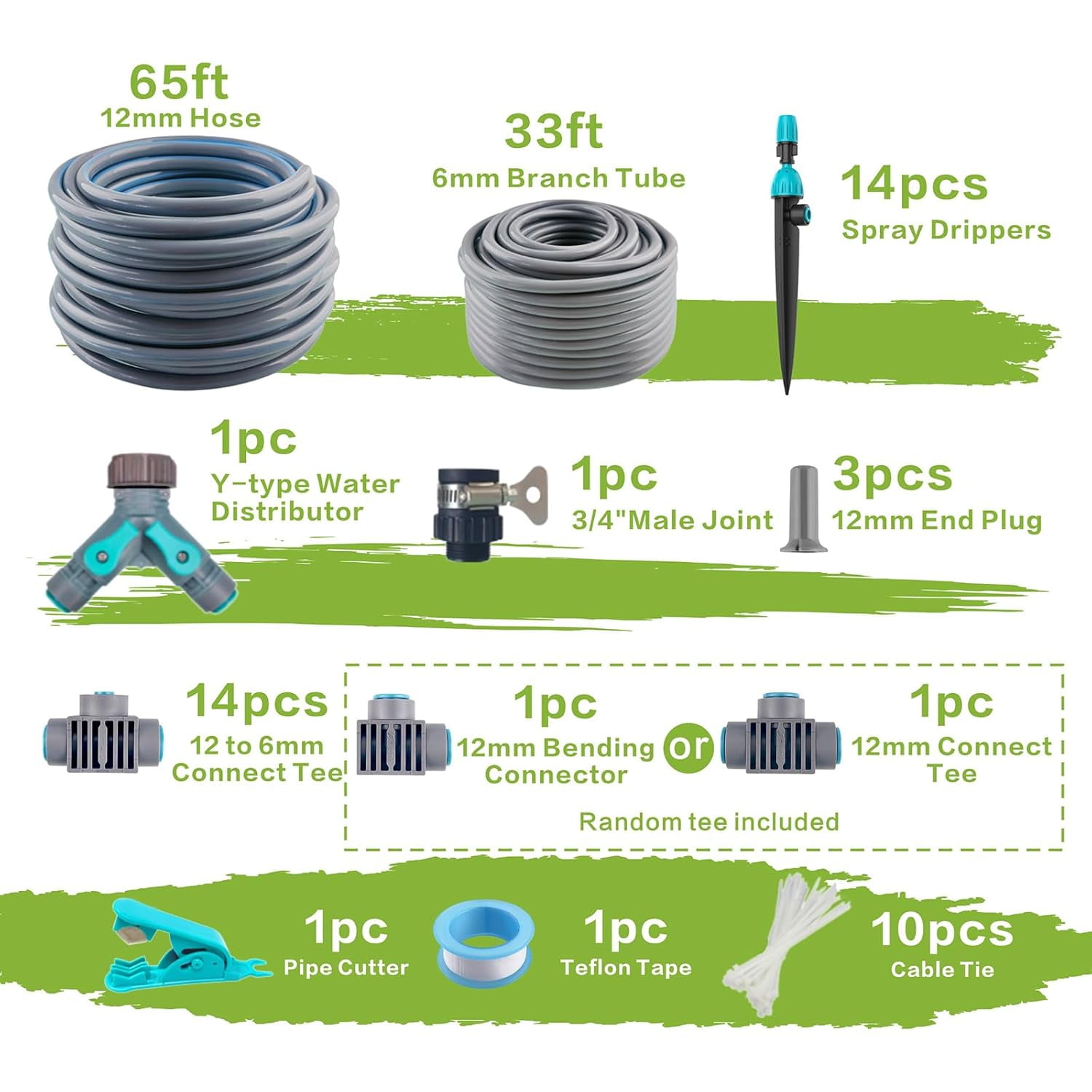 Drip Irrigation System 98ft, Fast Connect Automatic Irrigation Kit with ...