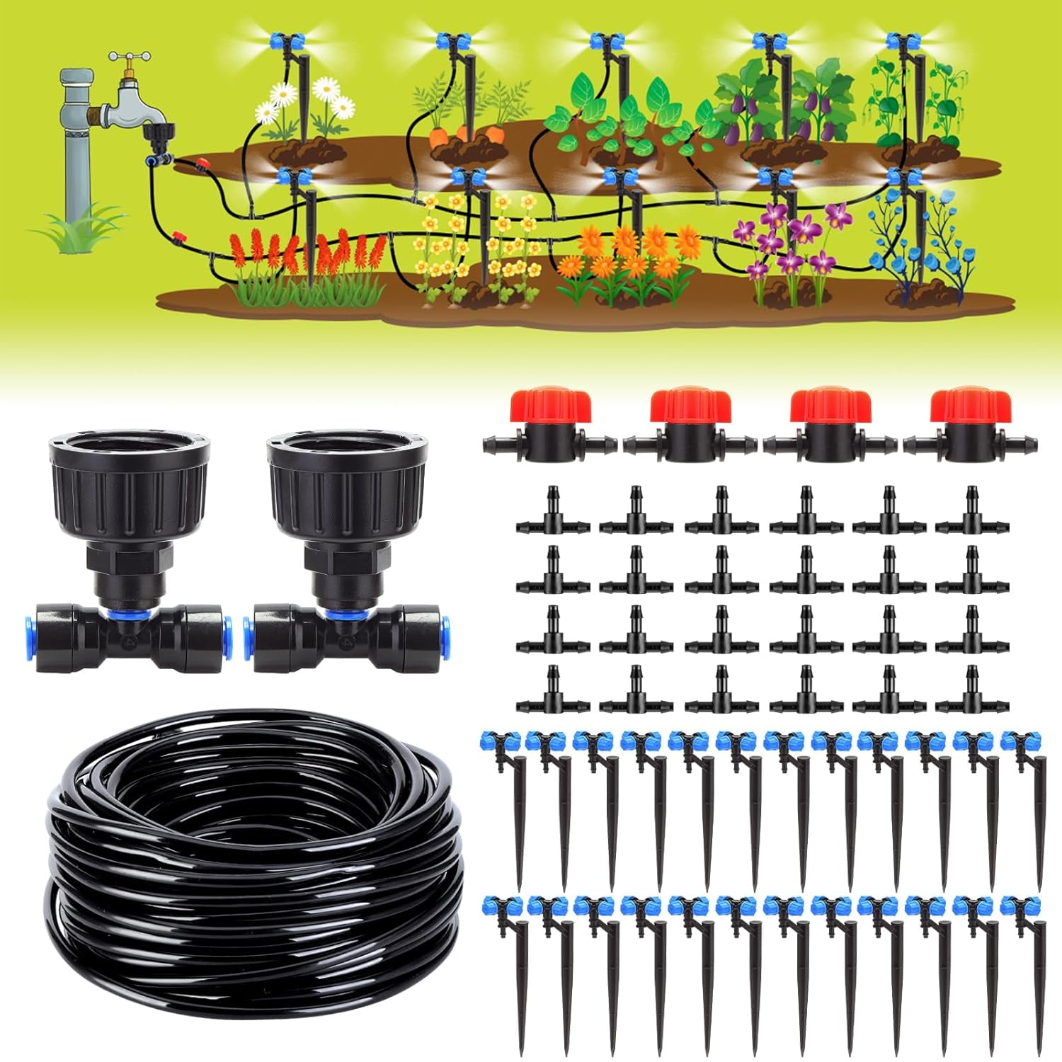 Drip Irrigation System Kit,100FT Micro Drip Irrigation Kit Drip ...