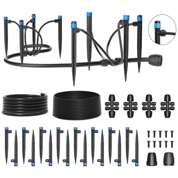 TERRALYX 230ft Drip Irrigation System with Quick-Connect,33ft 1/2 ...