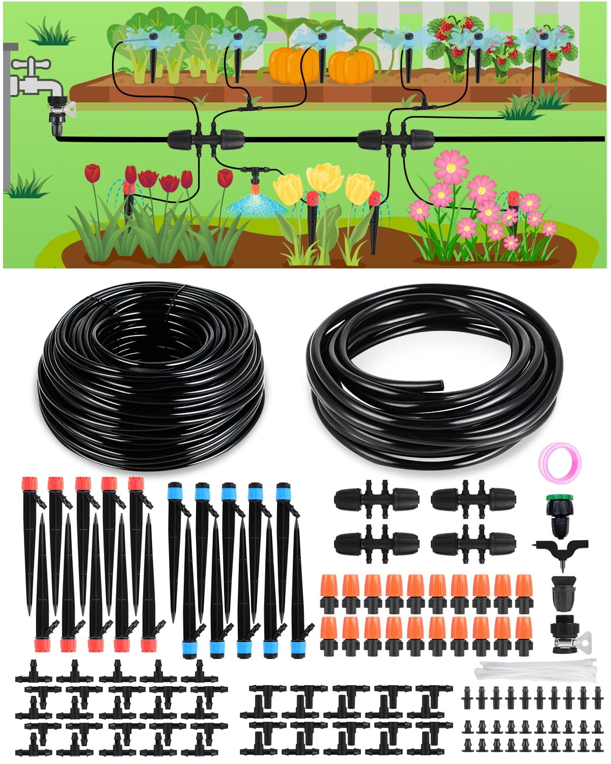 Drip Irrigation System for Watering Garden: 230FT Misting Sprinkler DIY ...