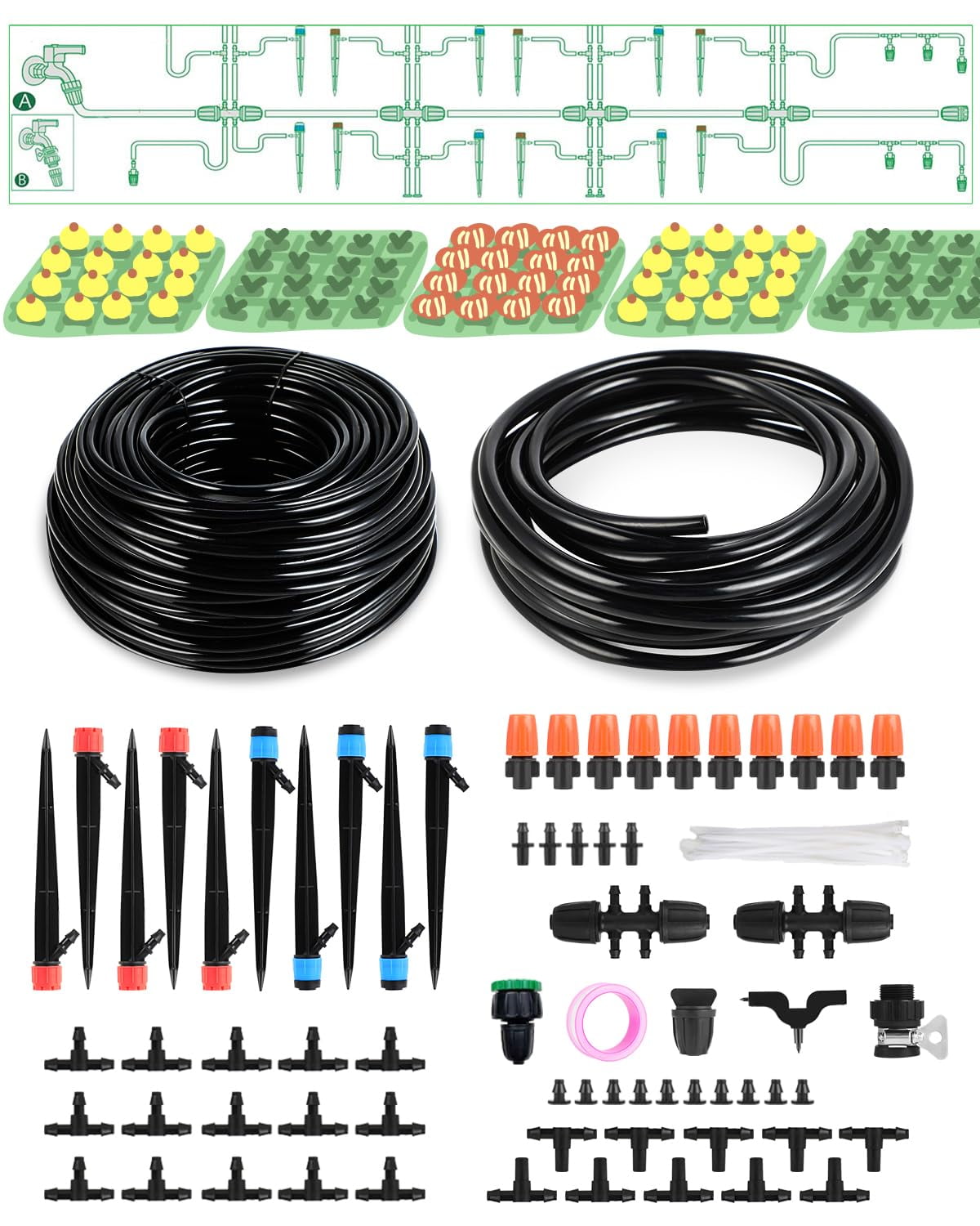 Drip Irrigation System for Watering Garden: 230FT Misting Sprinkler DIY ...