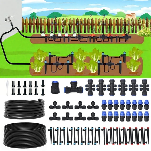 TERRALYX 230ft Drip Irrigation System with Quick-Connect,33ft 1/2 ...