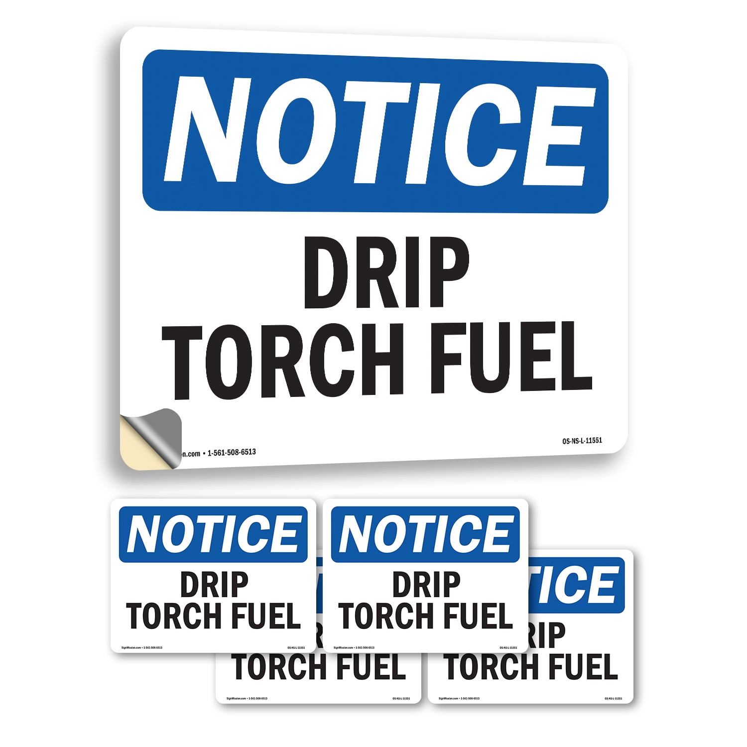 Drip Torch Fuel OSHA Notice Vinyl Decal Label 7 Inch x 5 Inch - 5 Pack ...