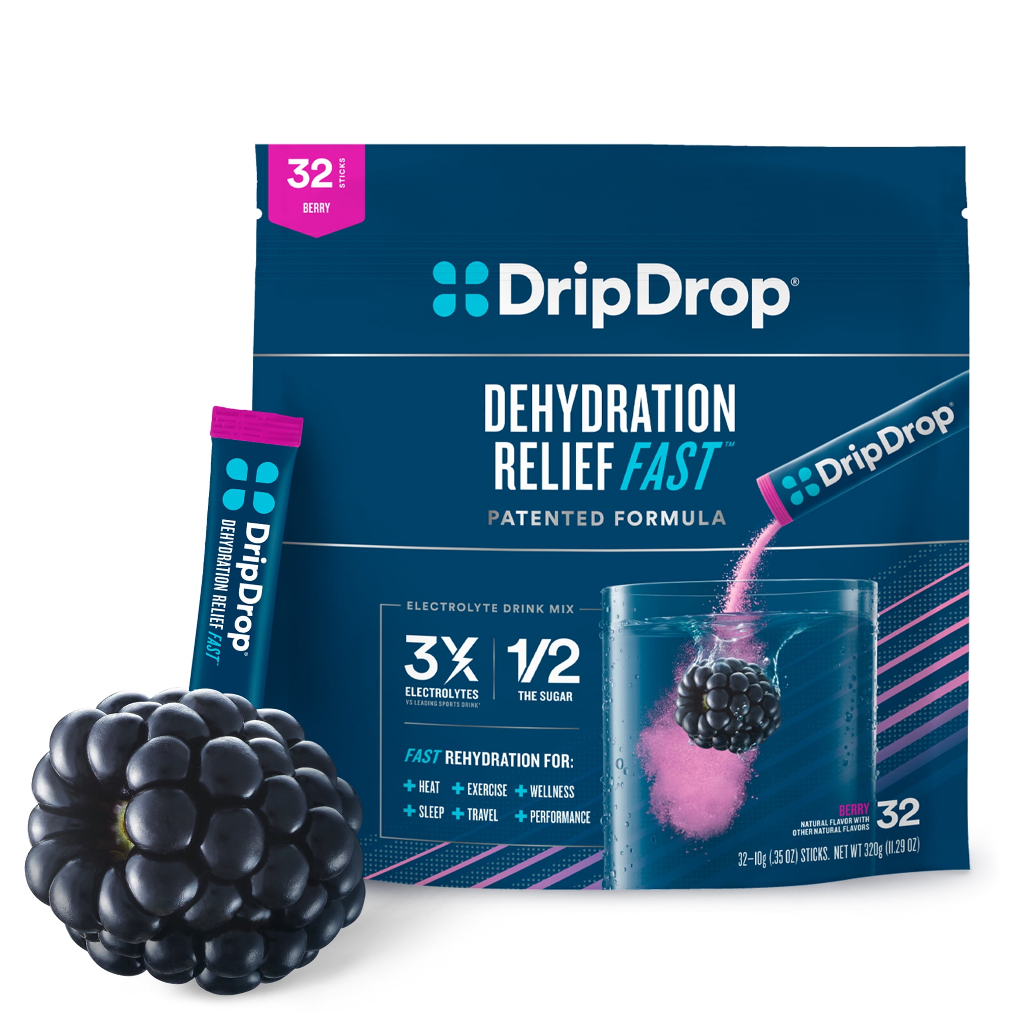 DripDrop Electrolyte Powder Drink Mix for Dehydration Relief Fast ...
