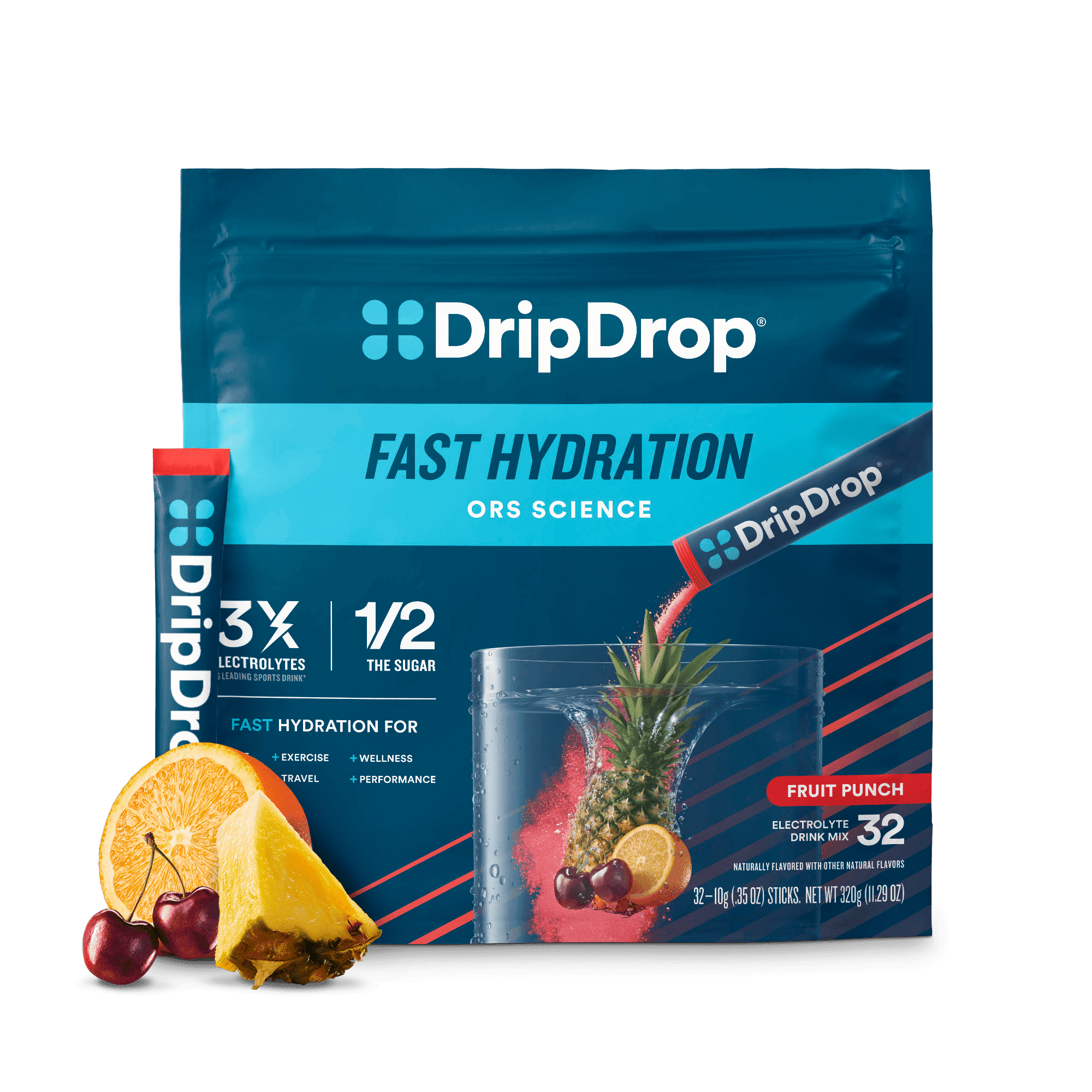 DripDrop Hydration Packets, Electrolyte Powder Drink Mix, Instant ...