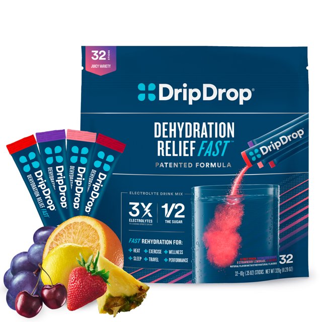 DripDrop Electrolyte Powder Drink Mix for Dehydration Relief Fast ...