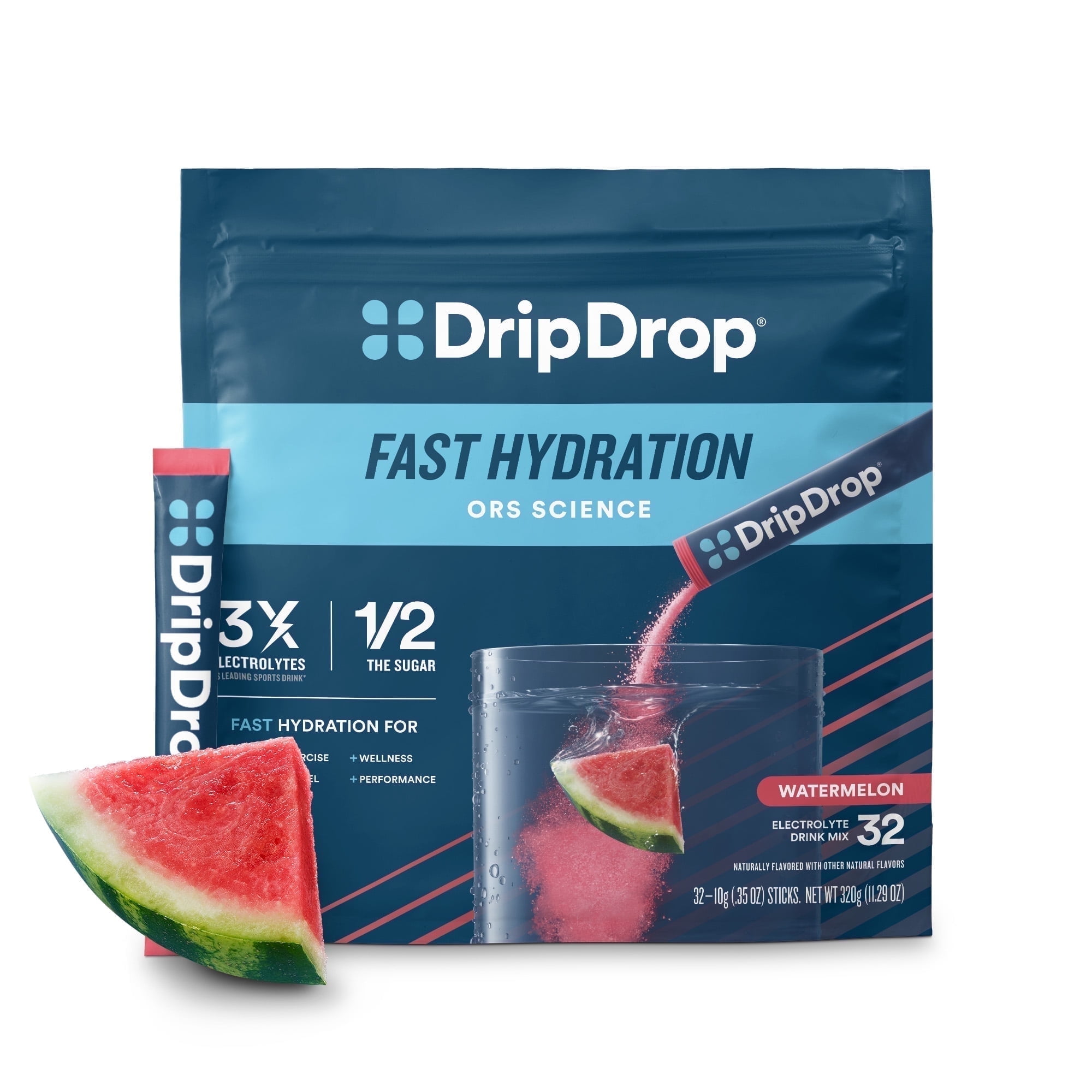 DripDrop, Electrolyte Powder Drink Mix, 32pk, Watermelon - Walmart.com