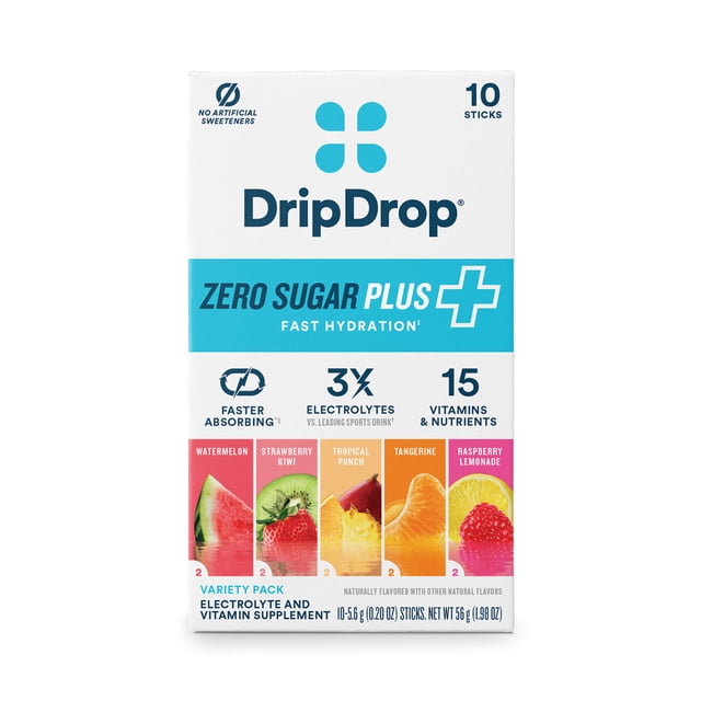 DripDrop Zero Sugar Fast Hydration - Sampler Variety Electrolyte Powder ...