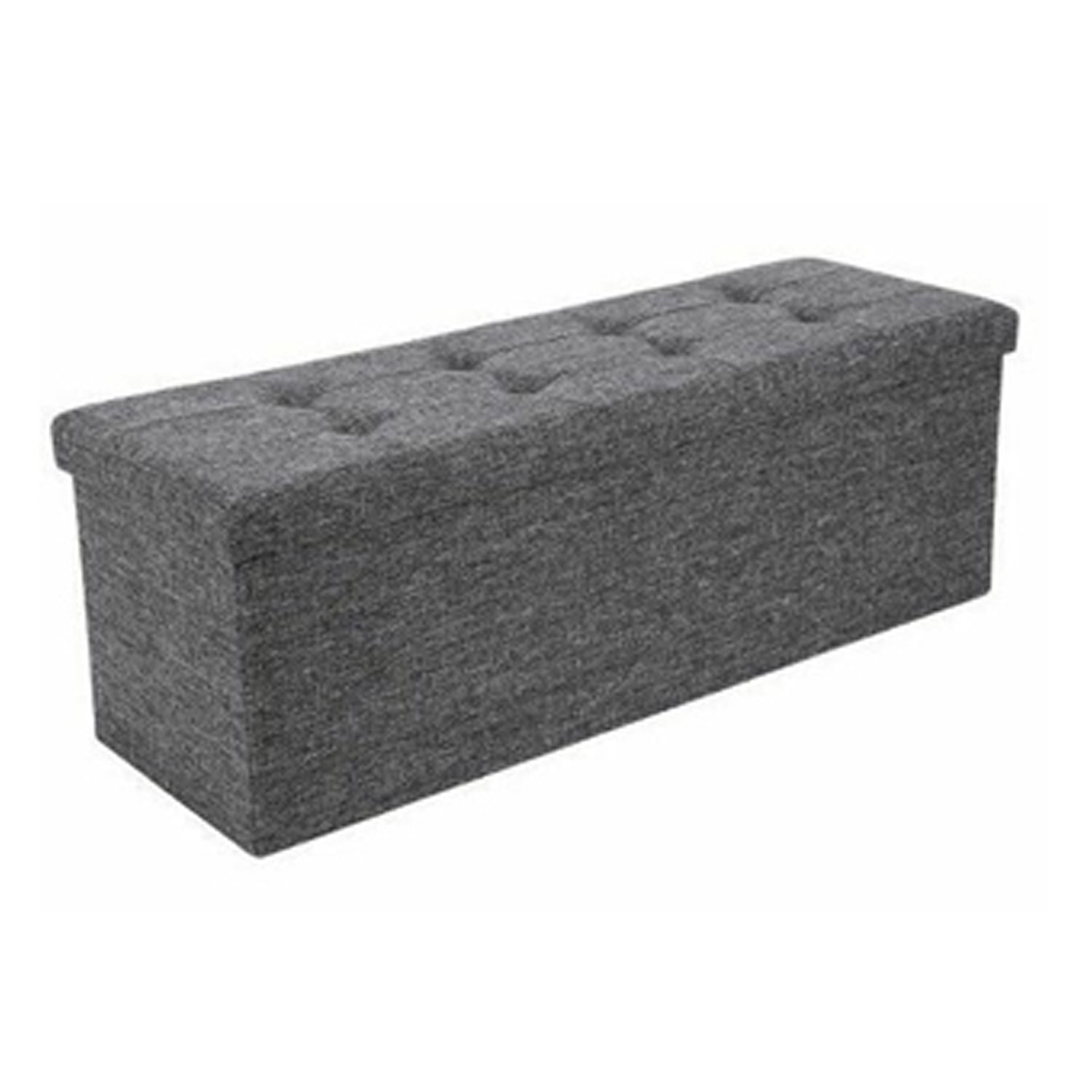Dripex 43" Folding Storage Ottoman, Grey Linen Ottoman with Storage ...