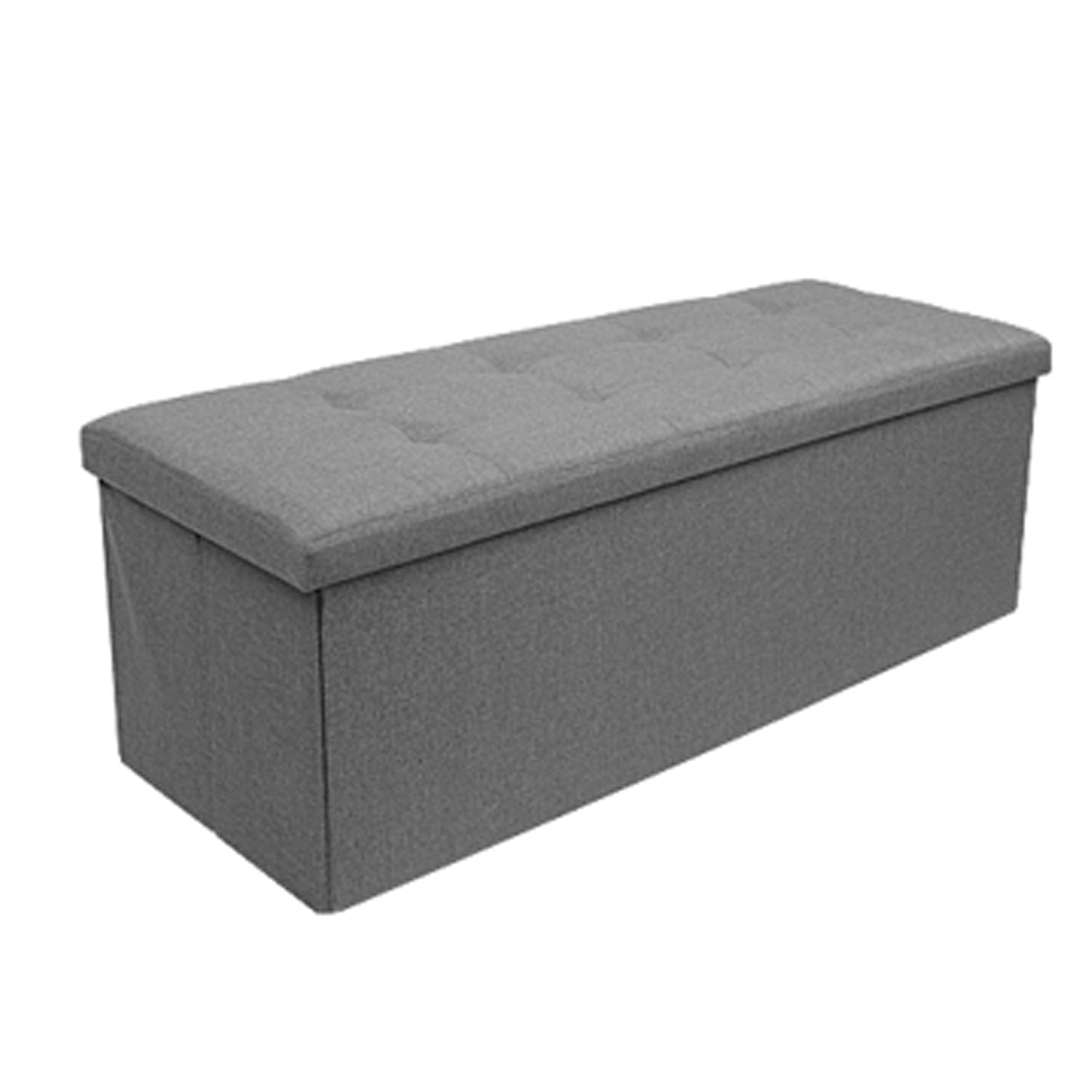 Dripex Folding Storage Ottoman Bench, 43" Linen Toy Chest Box Footstool ...