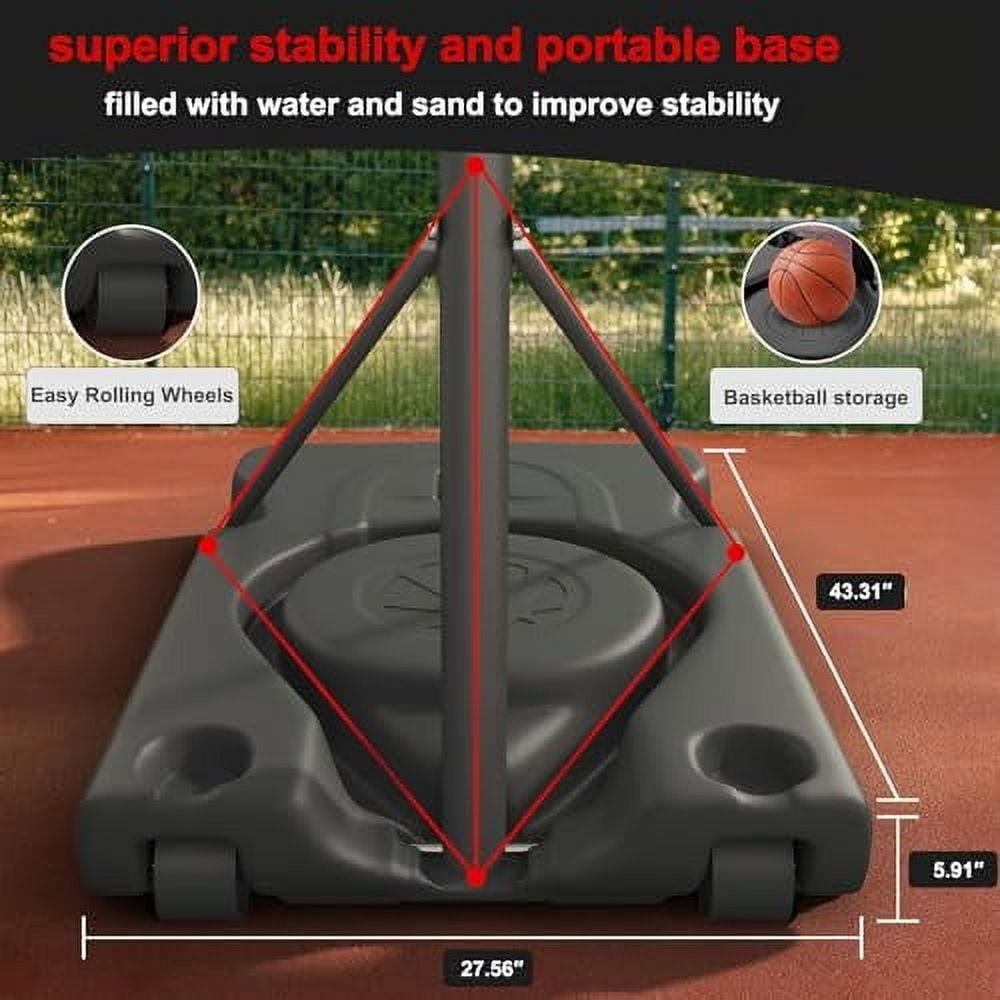 Dripex Basketball Hoop Outdoor 10FT Adjustable Height Goal Portable ...