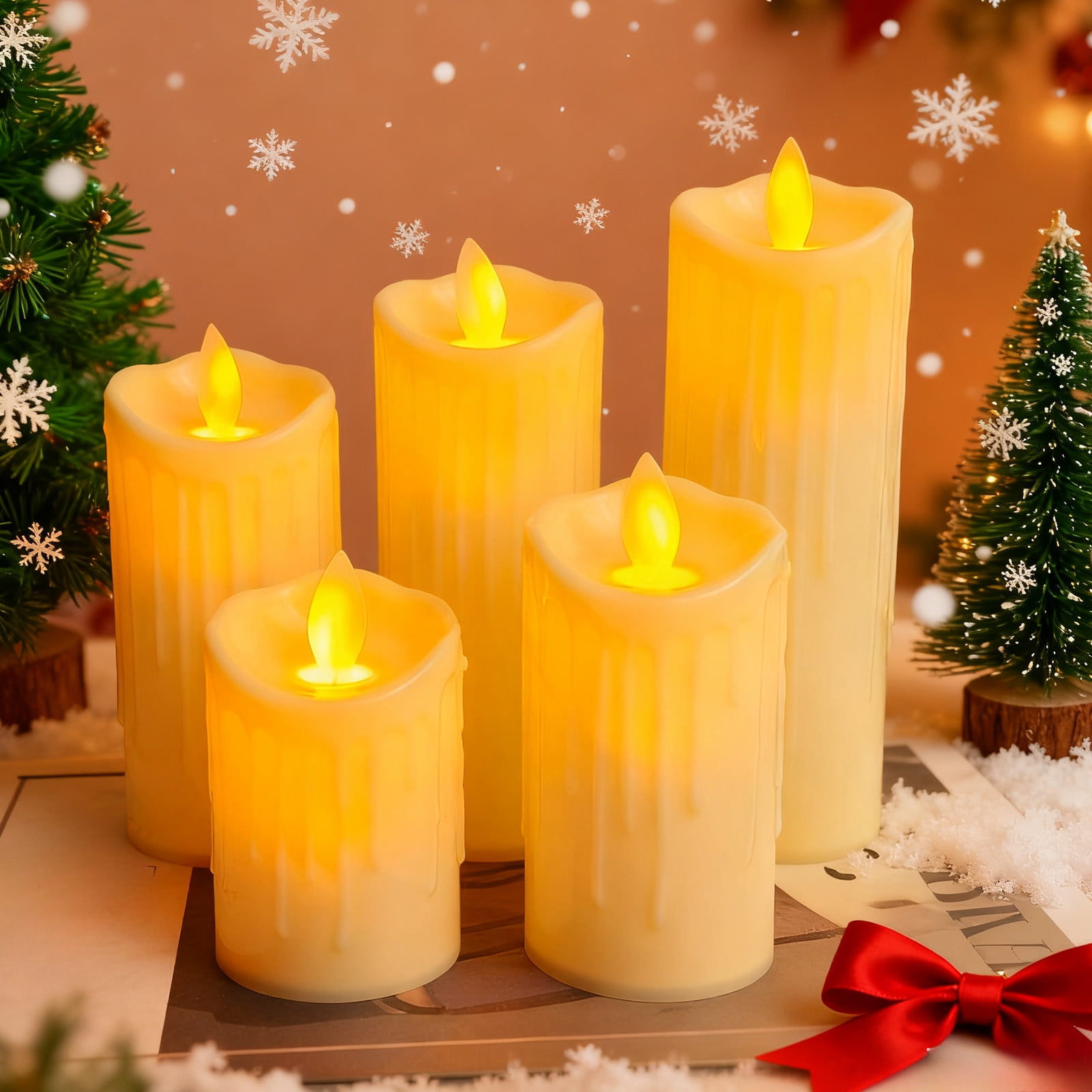 Dripless Flameless Candles LED Pillar Candles Battery Powered Fake ...