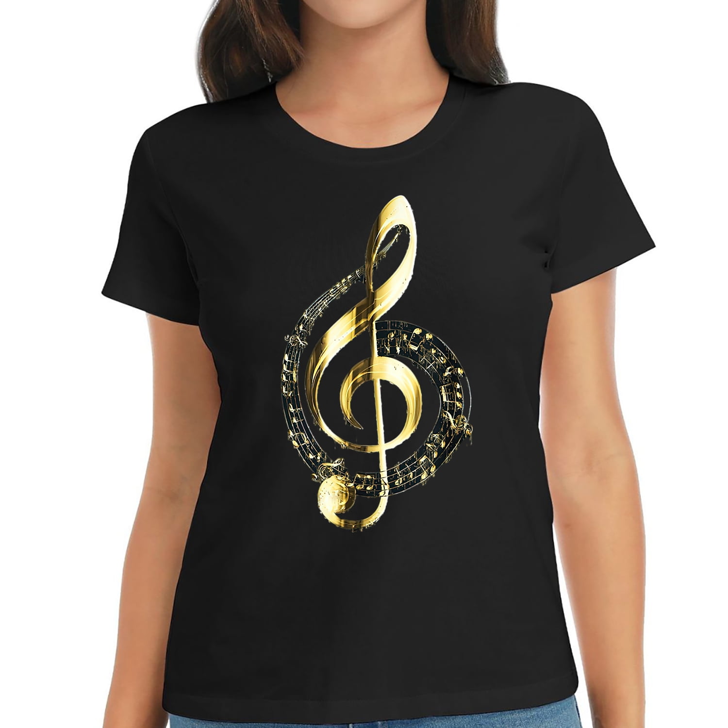 Dripped In Gold Treble Clef Music Notes Cute and Comfy Graphic Tee for ...