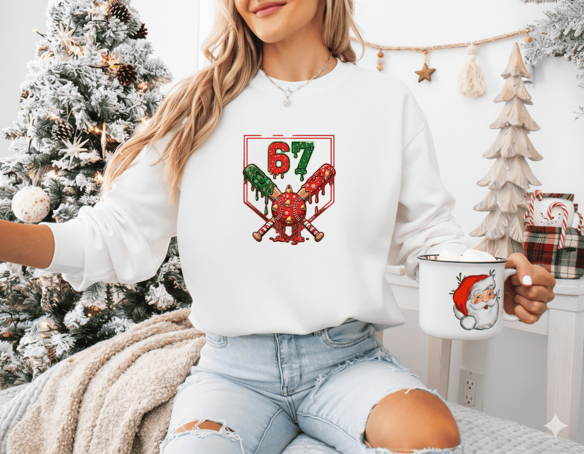 Dripping 67 Baseball Meme Six Seven Gen Alpha Holiday Slang Sweatshirt ...