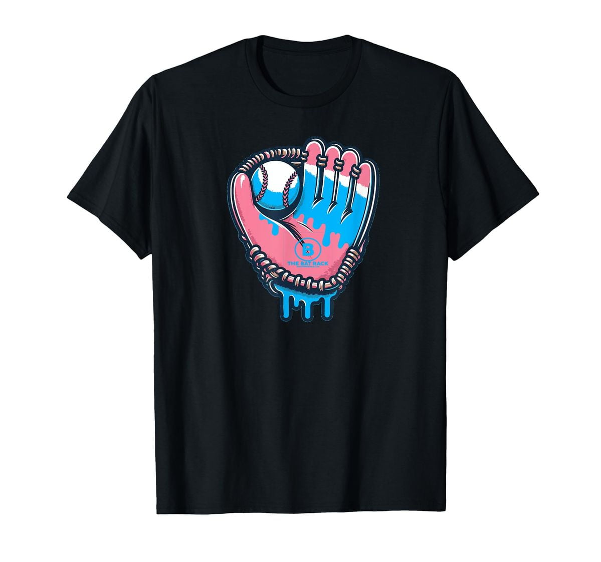 Dripping Baseball Glove Tee, Colorful Catch Mitt and Ball Illustration ...