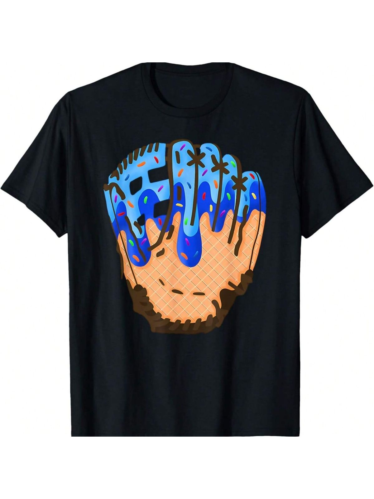 Dripping Baseball Glove Tee, Colorful Melt Catch Mitt Illustration ...
