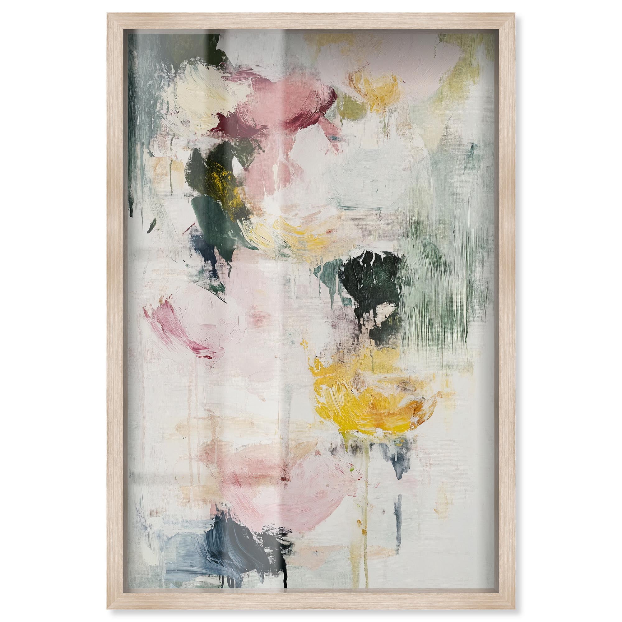 Dripping Colors II Shadowbox Print Modern Wall Decor by Art Remedy, Blonde Frame, 24 x 36 ...