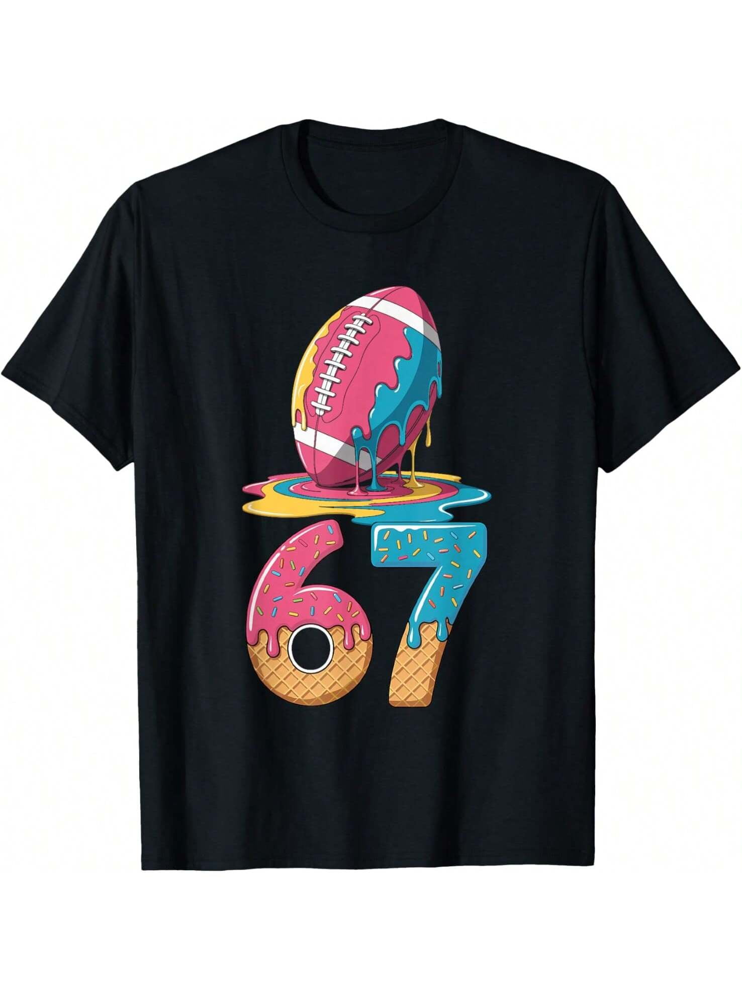 Dripping Football Ice Cream Number 67 67th Birthday Gift Unisex Graphic ...