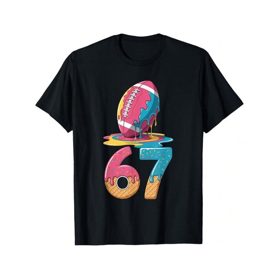 Dripping Football Ice Cream Number 67 67th Birthday Gift Unisex Graphic ...