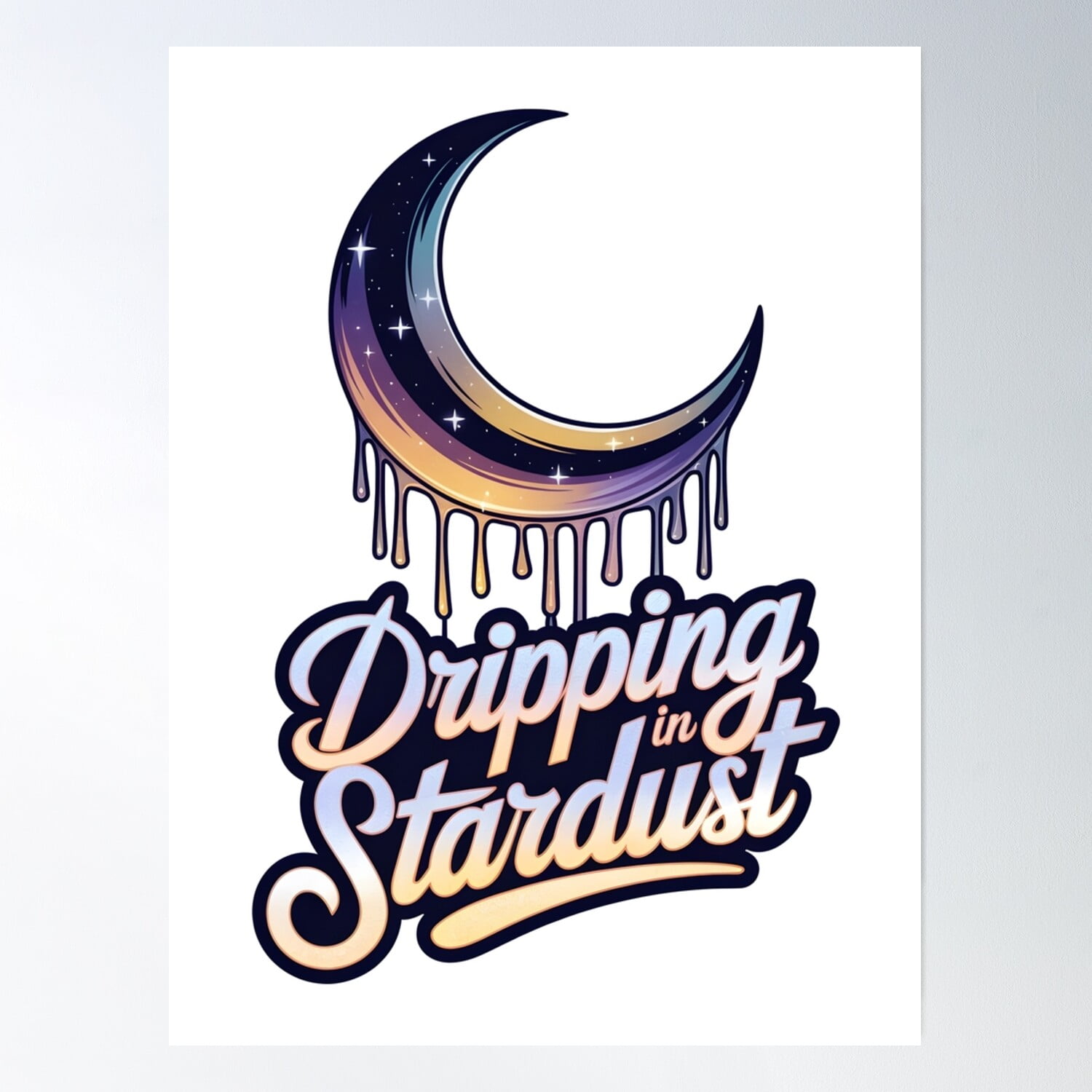 Dripping In Stardust – Aesthetic Crescent Moon And Galaxy Poster Wall ...