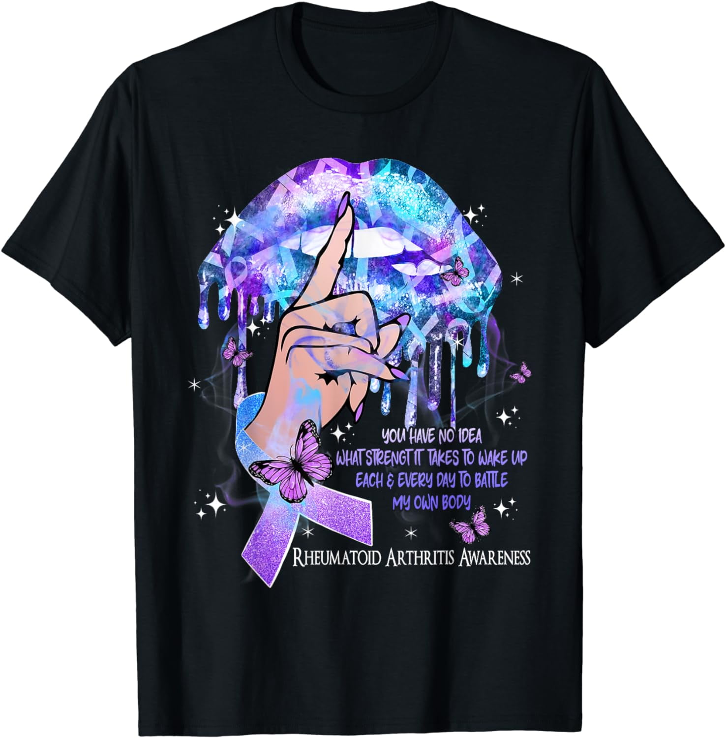 Dripping Lips Butterflies Women Rheumatoid Arthritis T-Shirt - Walmart.com