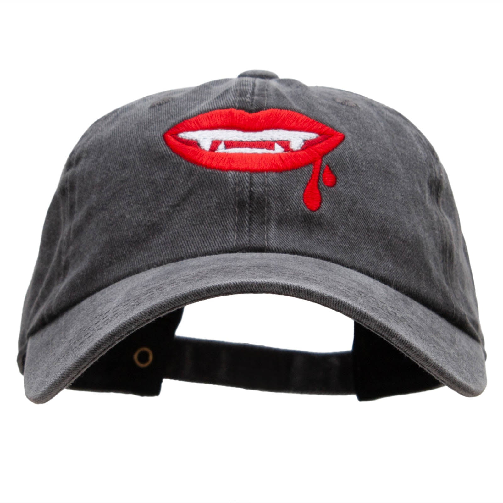 Dripping Lips Embroidered Unstructured Cotton Cap - Black OSFM ...