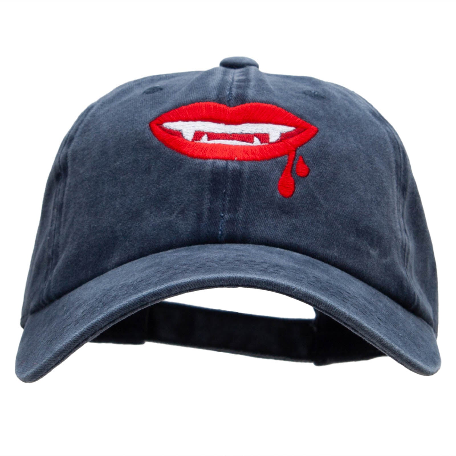 Dripping Lips Embroidered Unstructured Cotton Cap - Navy OSFM - Walmart.com