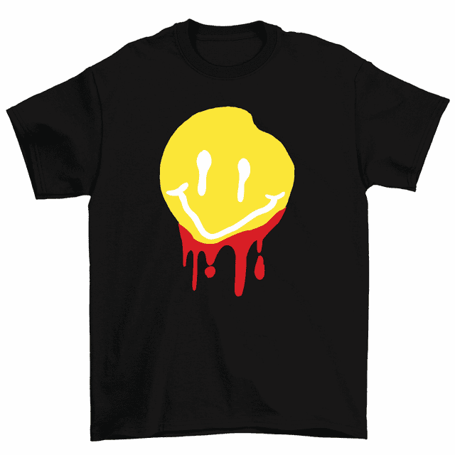 Dripping Melting Smiley Happy Face T-Shirt Men Women - Walmart.com