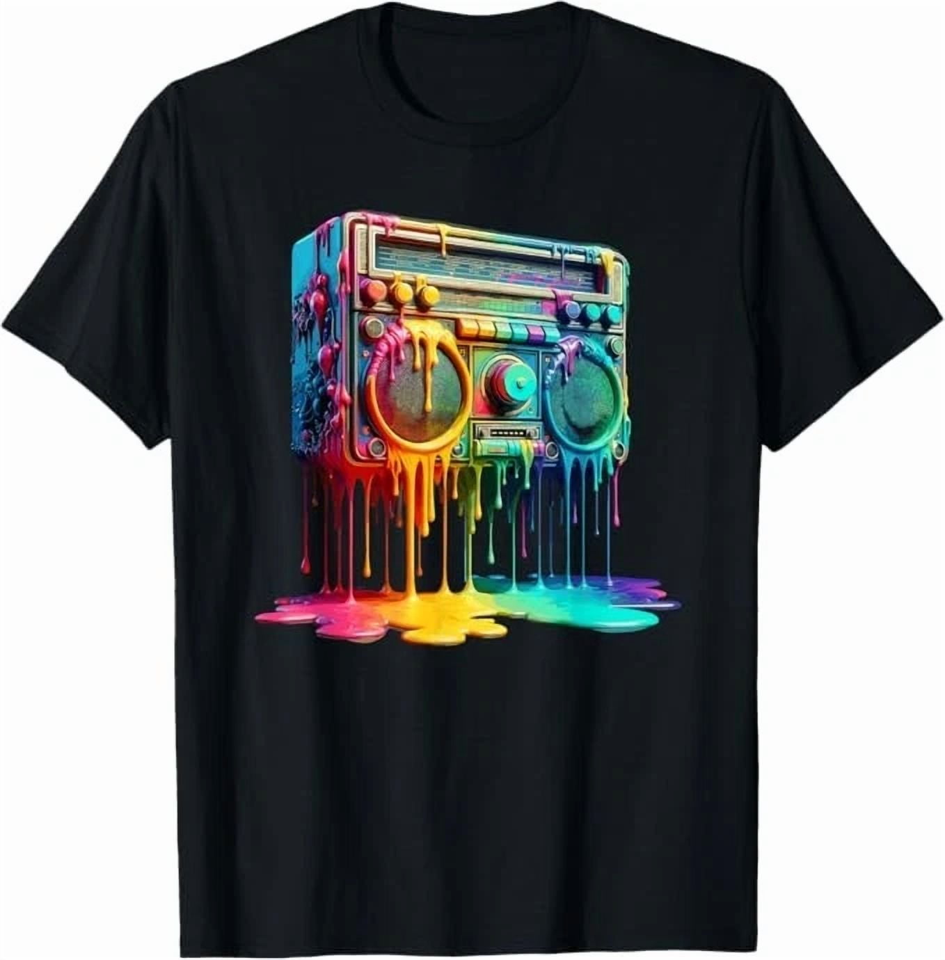 Dripping Paint Boombox Old School 80s Hip Hop Music Graphic Unisex T ...