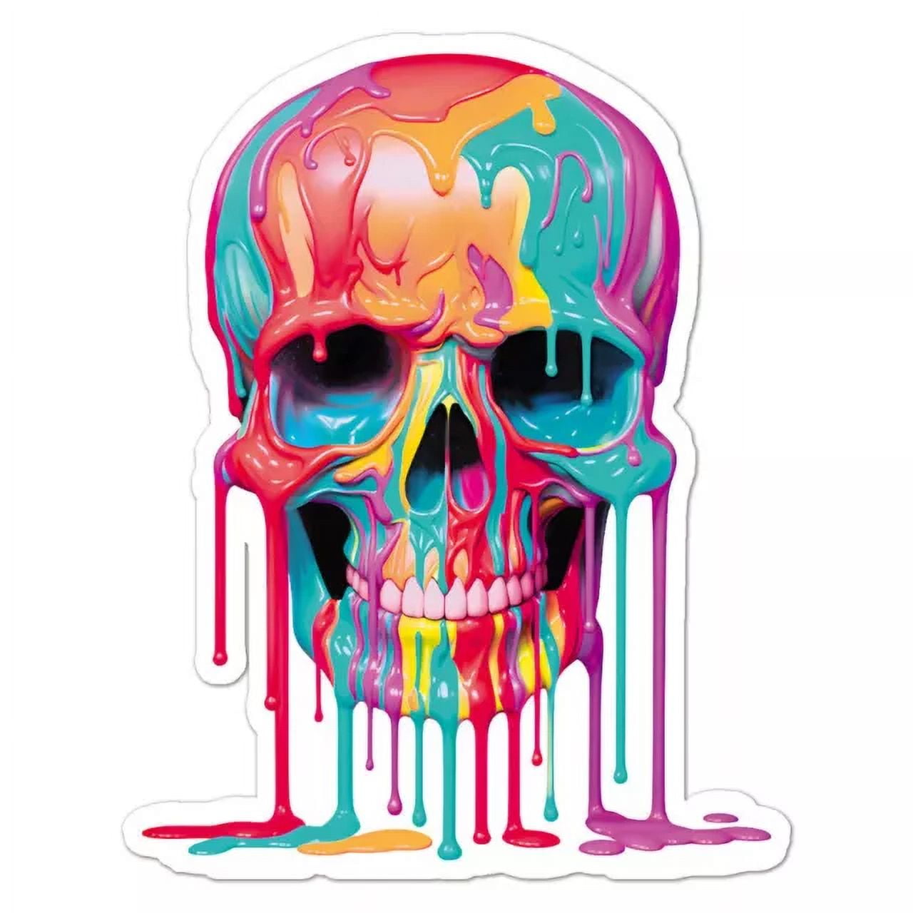 Dripping Paint Skull Sticker Indoor Outdoor Phone Decal Water Bottle ...