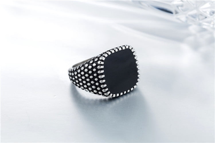 Dripping Polka Dot Square Men's Titanium Steel Ring - Walmart.com