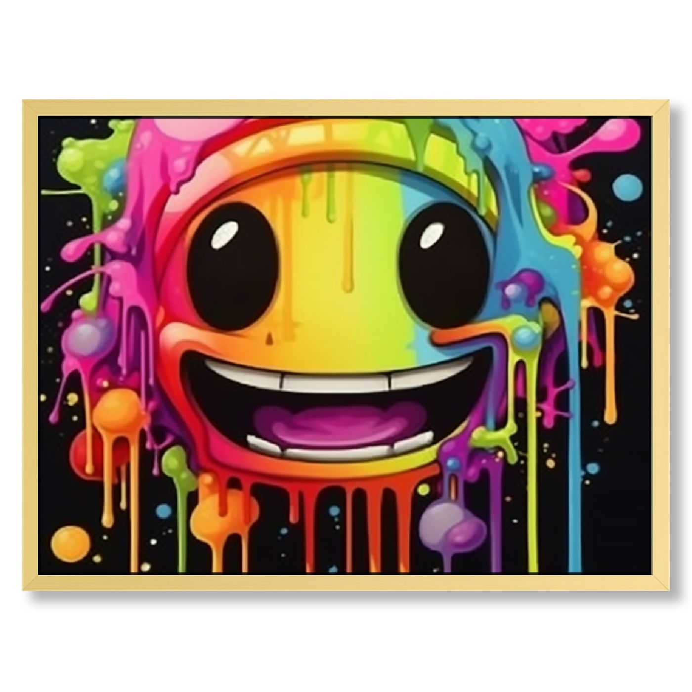 Dripping Rainbow Face Funny Wall Art Canvas Painting Prints Hanging ...