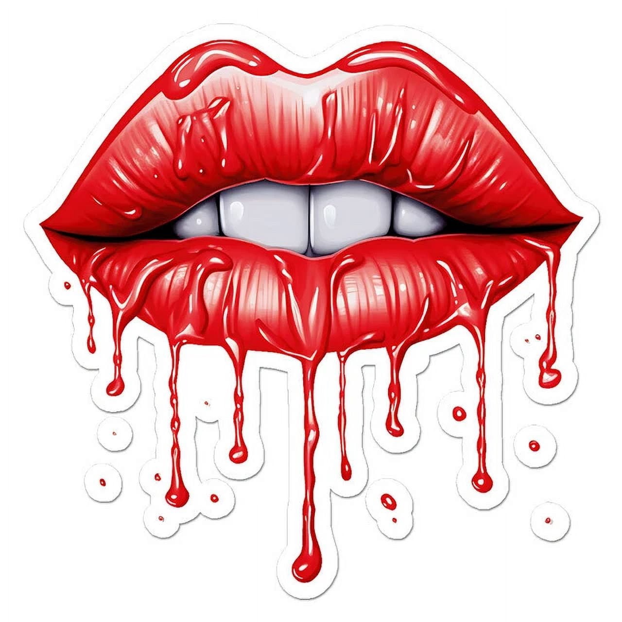 Dripping Red Lips Sticker Indoor Outdoor Phone Decal Water Bottle ...
