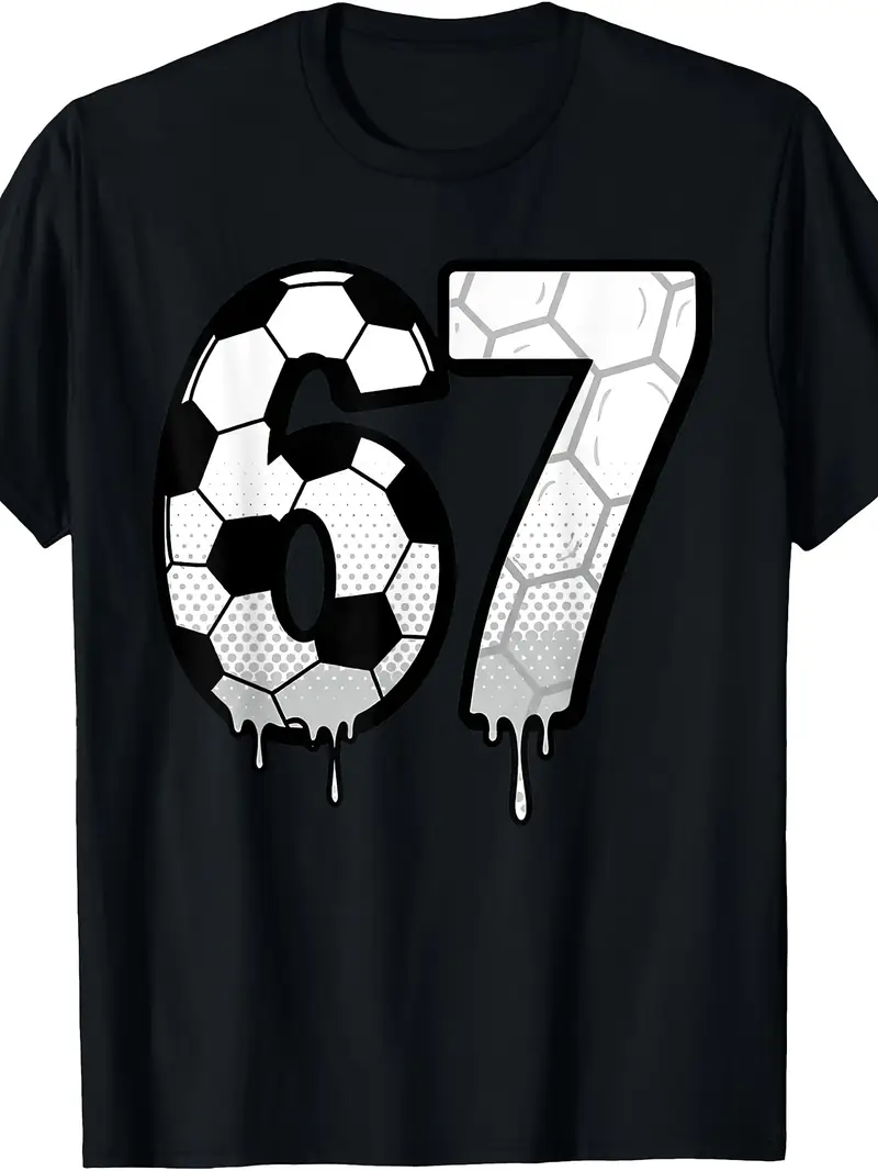 Dripping Soccer Ball Number 67 Youth Short Sleeve Graphic Casual T ...