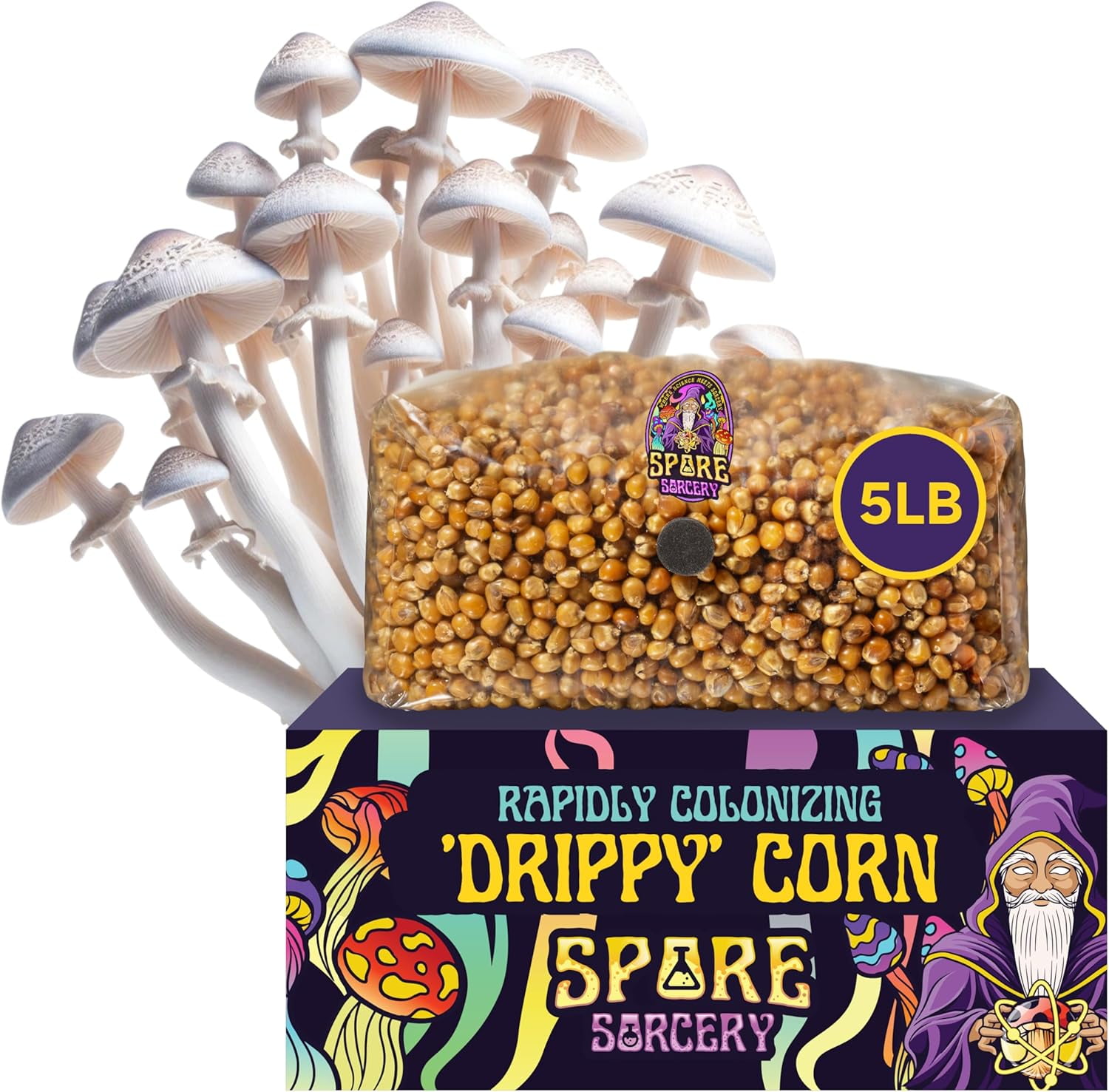 Drippy Corn Mushroom Grain Bag – 5lb – Pre-Sterilized, Rapid ...