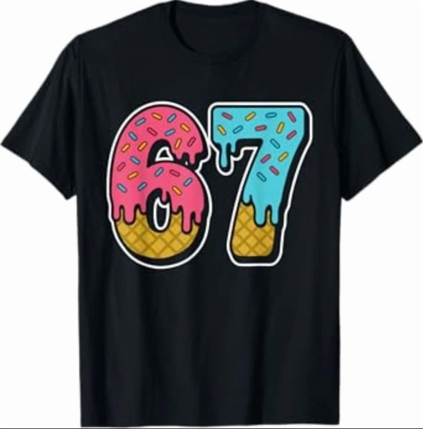 Drippy Sixty Seven Ice Cream Meme Gen Alpha Humor Trend Unisex T-Shirt ...