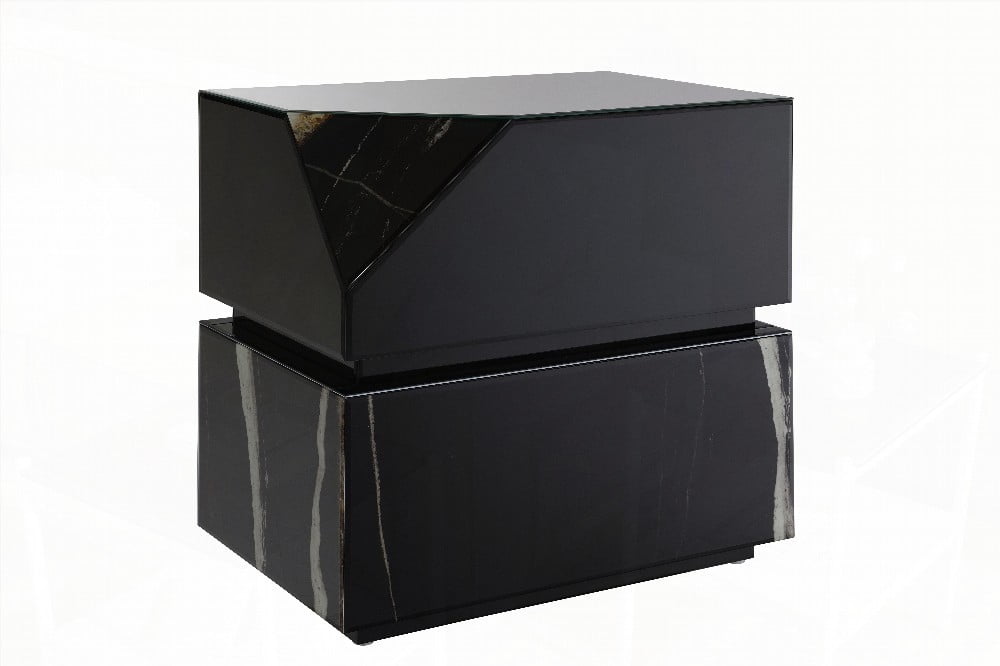 Drisana End Table with Black Mirrored Finish for Space Elevation ...
