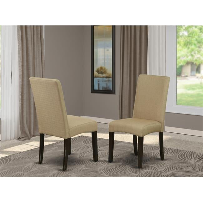 Driscol Parson Chair with Cappuccino Leg & Linen Fabric - Brown - Set ...