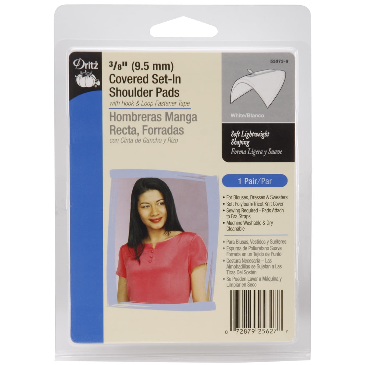Dritz 0.375" White Fashion Shoulder Pads with Velcro, 2 Pairs - Walmart.com