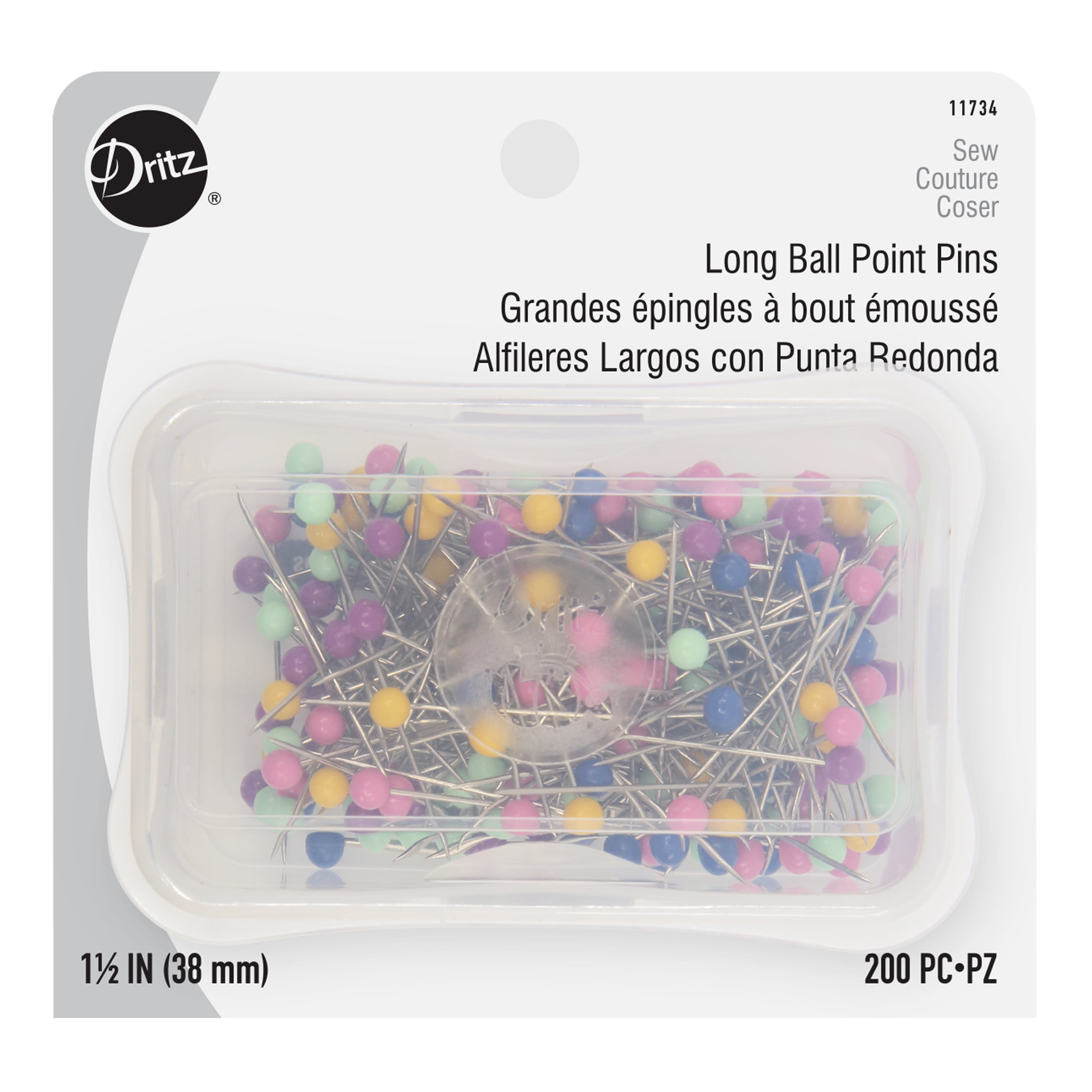Dritz 1-1/2" Long Ball Point Pins, 200 pc - Walmart.com