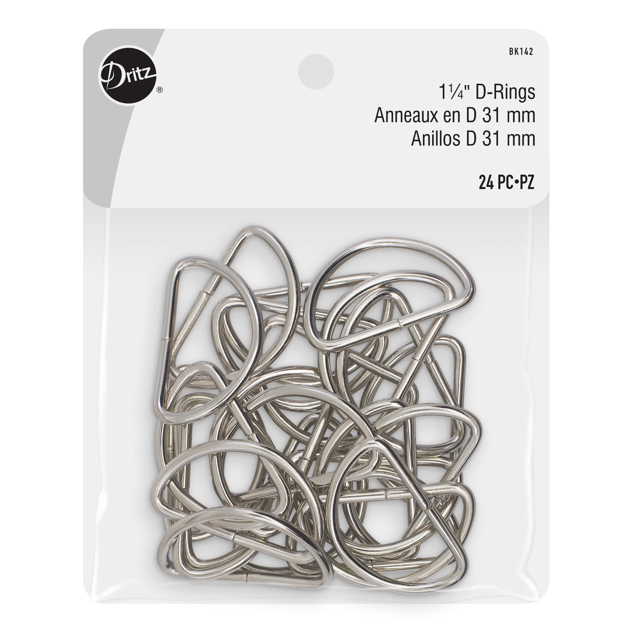 Dritz 1-1/4" D-Rings, Silver, 24 pc - Walmart.com