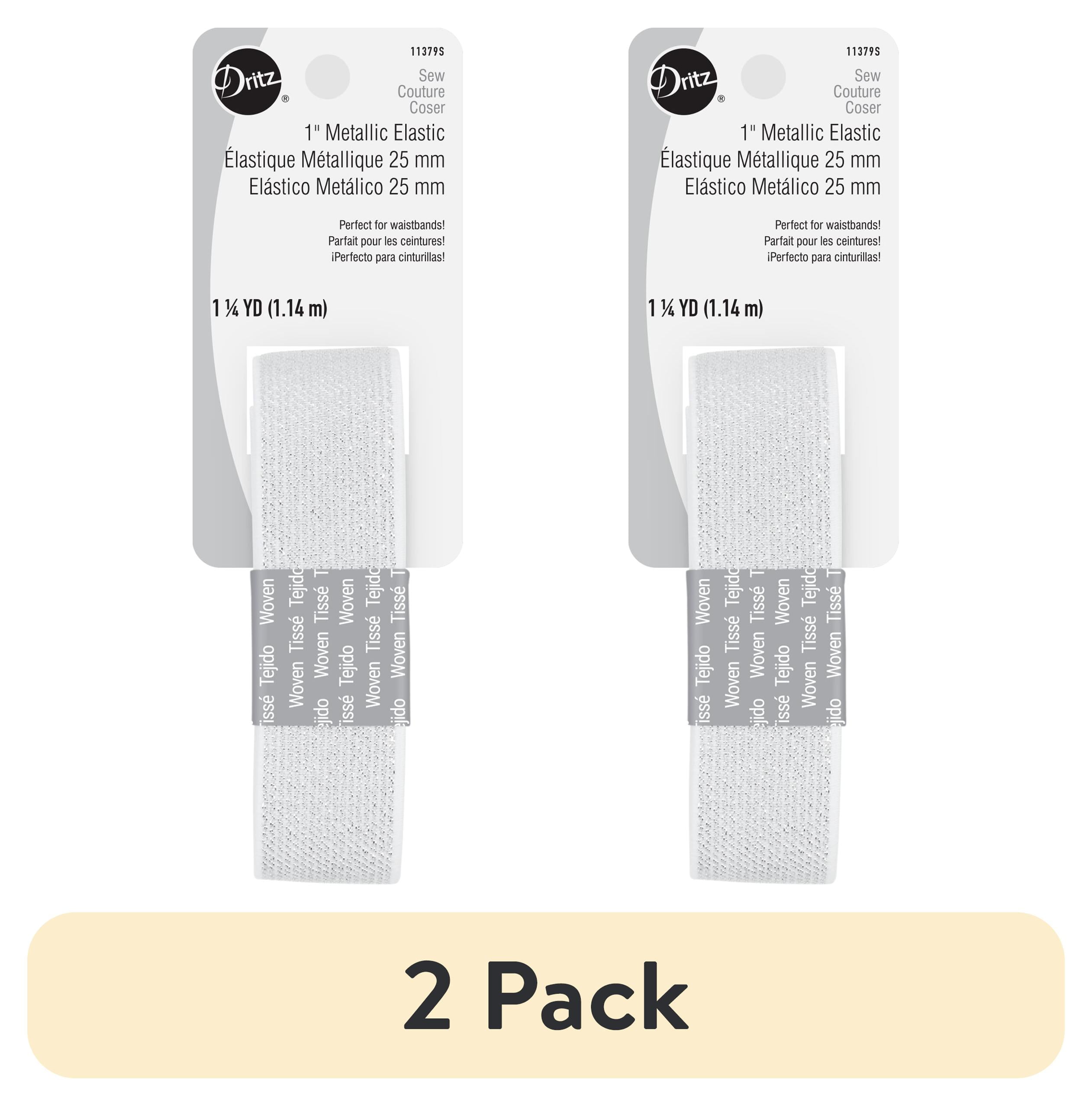 (2 pack) Dritz 1"x1.25 Yd Metallic Elastic-Silver - Walmart.com