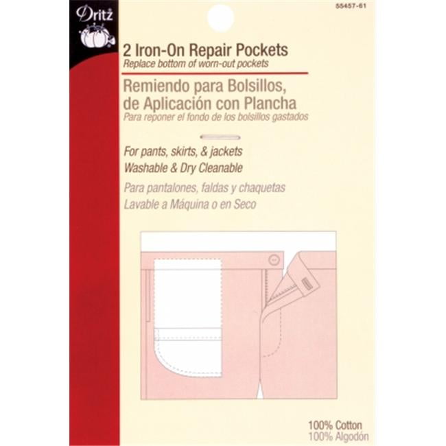 Dritz 100236 Iron-On Pockets 6.5 in. x 4 in. 2-Pkg-White - Walmart.com