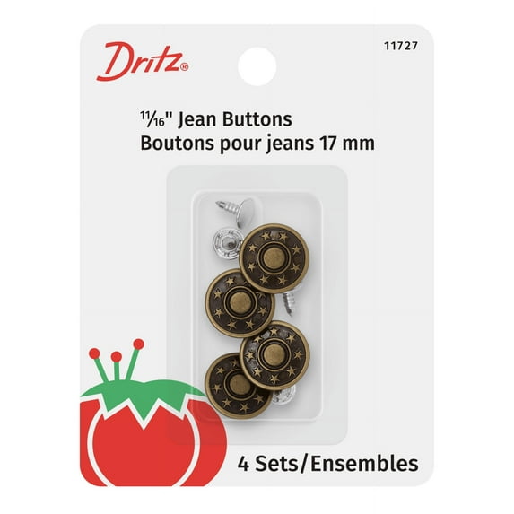 Dritz 11/16" No Sew Jean Buttons, 4 Count - Walmart.com