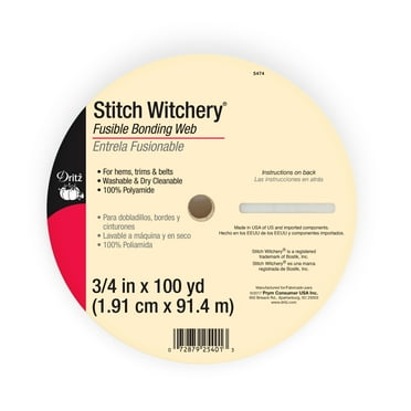 "Dritz Stitch Witchery - Fabric Fusible Bonding Web, Super Weight, 5/8 ...