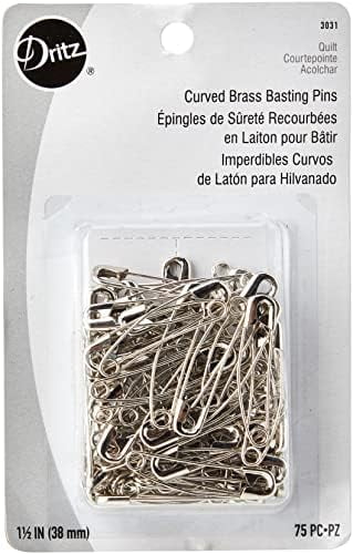 Dritz 3031 Curved Basting Safety Pins, Size 2, Nickel-Plated Brass (75 ...
