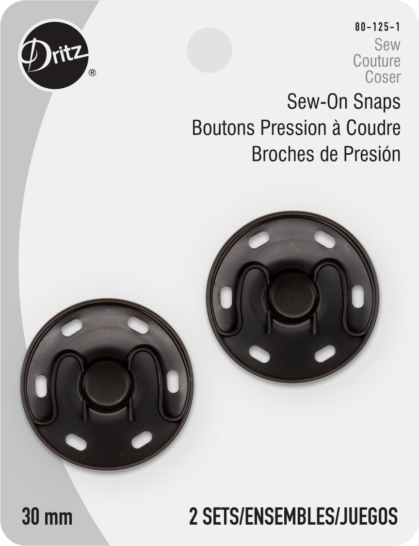 Dritz 30Mm Large Sew-On Snaps, 2 Sets, Black - Walmart.com